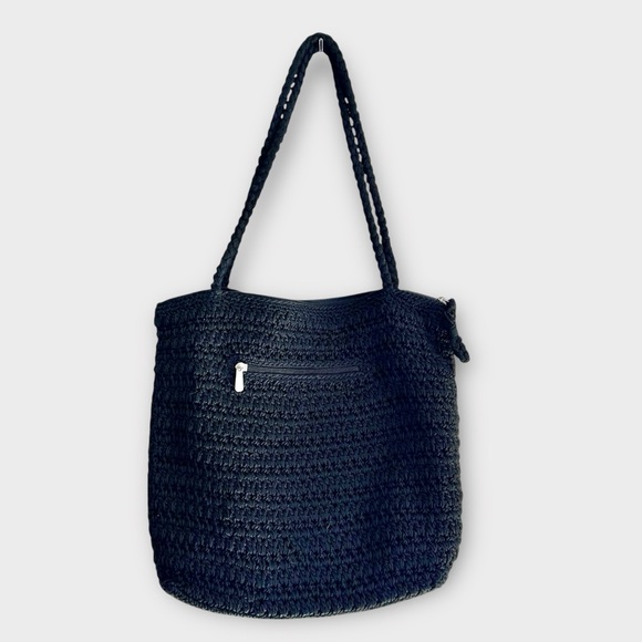 The Sak | Bags | The Sak Black Crochet Shoulder Bag Tote Interior Zip ...